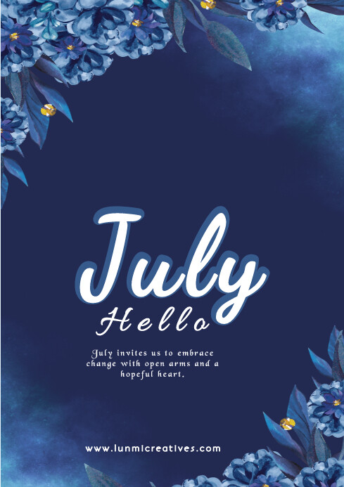 Purple Floral July A4 Templat | PosterMyWall