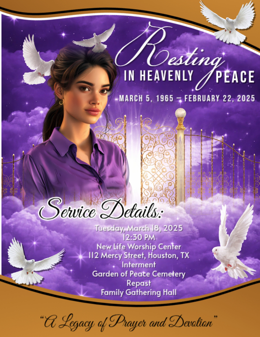 Purple Memorial Service Flyers Template | PosterMyWall