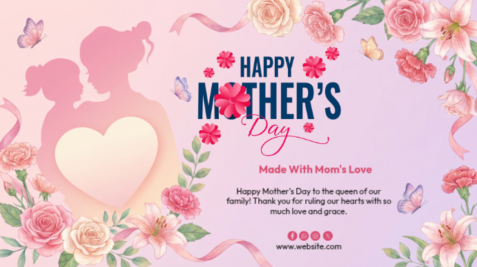 Purple floral mother's day celebration digital display Template ...