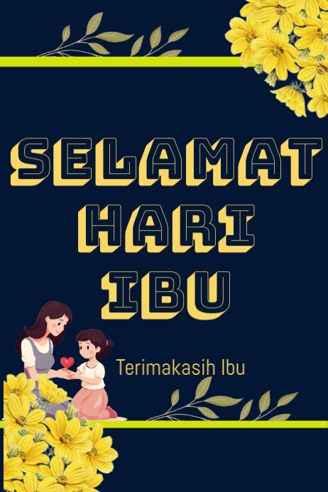 Purple Floral Selamat Hari Ibu Poster Template | PosterMyWall