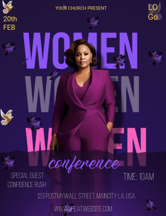 Purple Floral She Rise Summit Flyer (us Letter) Template | PosterMyWall