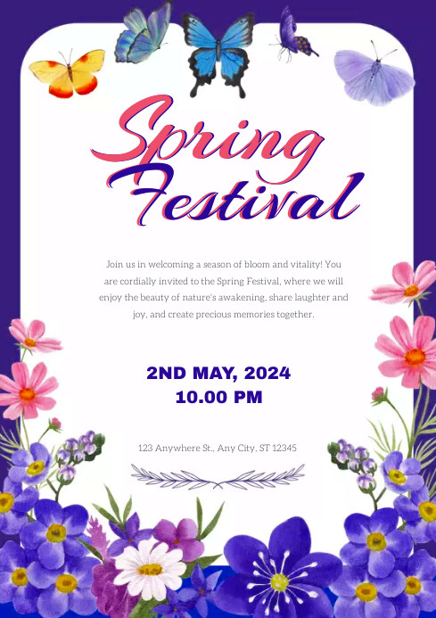 Purple Floral Spring Festival Flyer Template | PosterMyWall