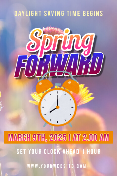 Purple Floral Spring Forward Poster Template | PosterMyWall