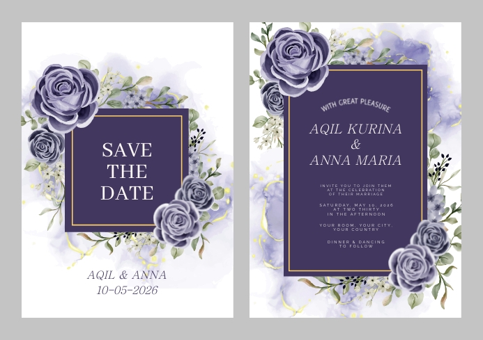 Purple Floral Wedding Template | PosterMyWall
