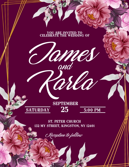 Purple Floral Wedding Invitation Template | PosterMyWall
