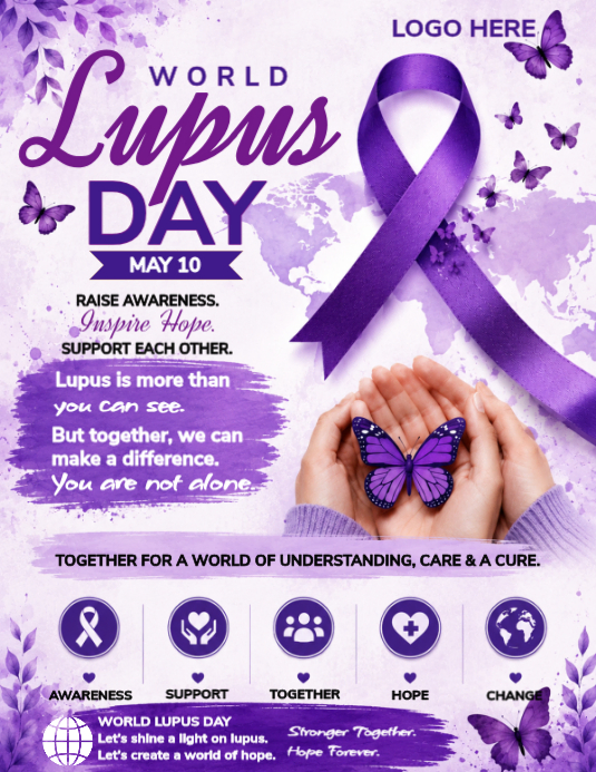 Purple floral world lupus day flyer Template | PosterMyWall