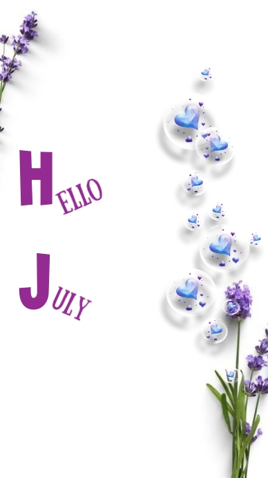 purple flower bubble hello july Template | PosterMyWall