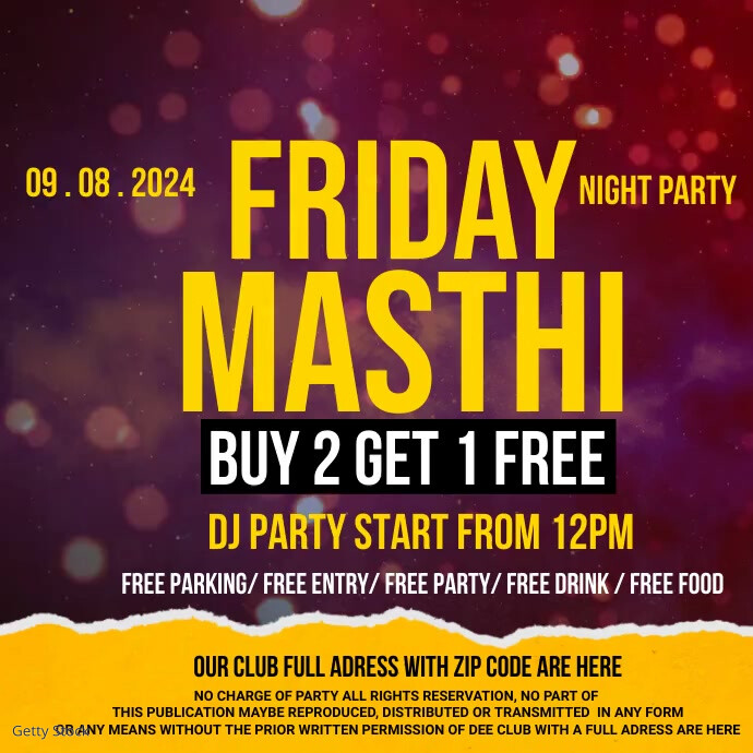 Copy of Purple Friday Masthi Party Instagram Post | PosterMyWall