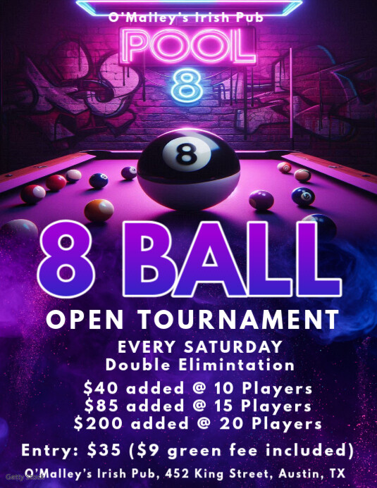 Copy of Purple Futuristic 8 Ball Pool Tournament Flyer Flyer (us Letter ...