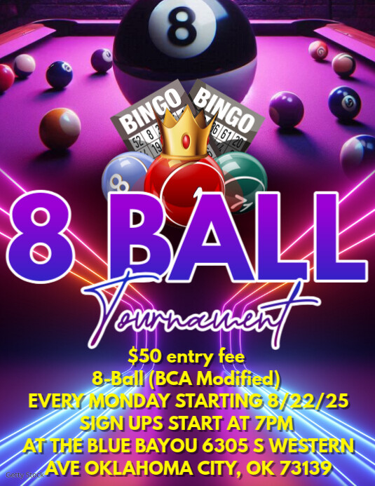 Purple Futuristic 8 Ball Pool Tournament Flyer Flyer (us Letter ...