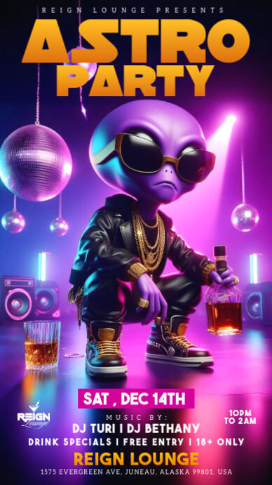 Copy of Purple Futuristic Astro Party Instagram Story with an Alien ...