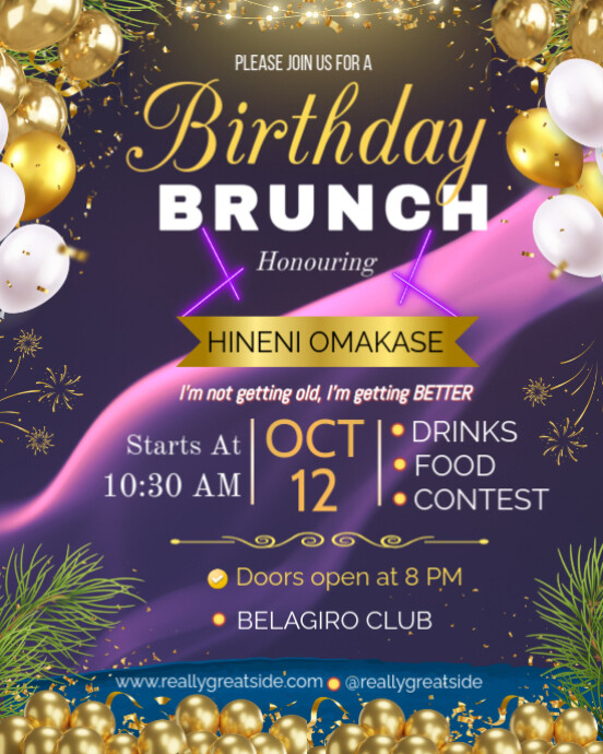 Purple Futuristic Birthday Party Invitation Instagram Portrait Template ...