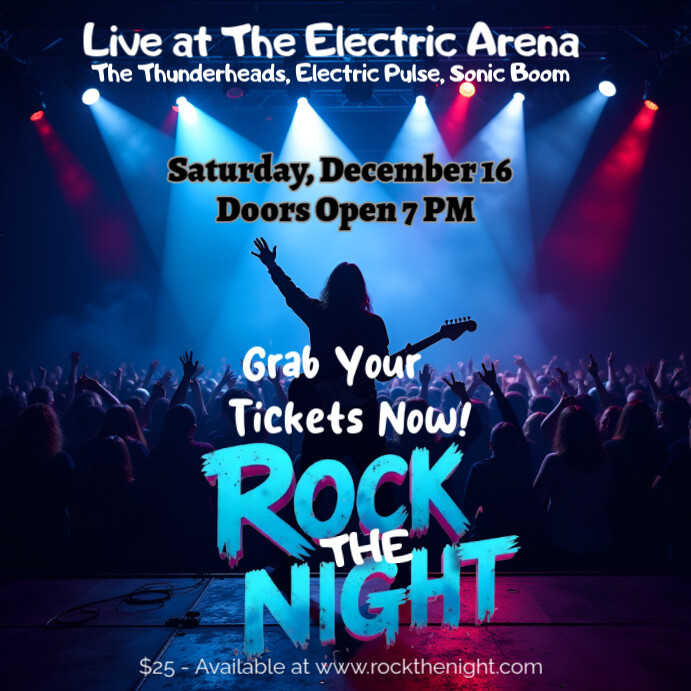 Purple Futuristic Concert Flyer: Rock Music Night Instagram Post ...