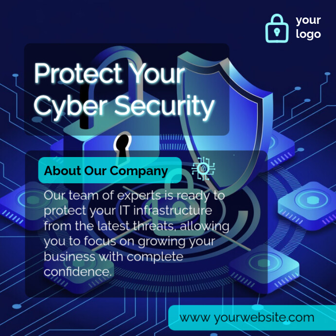 Purple Futuristic Cyber Security Instagram Template - Blue, Black ...