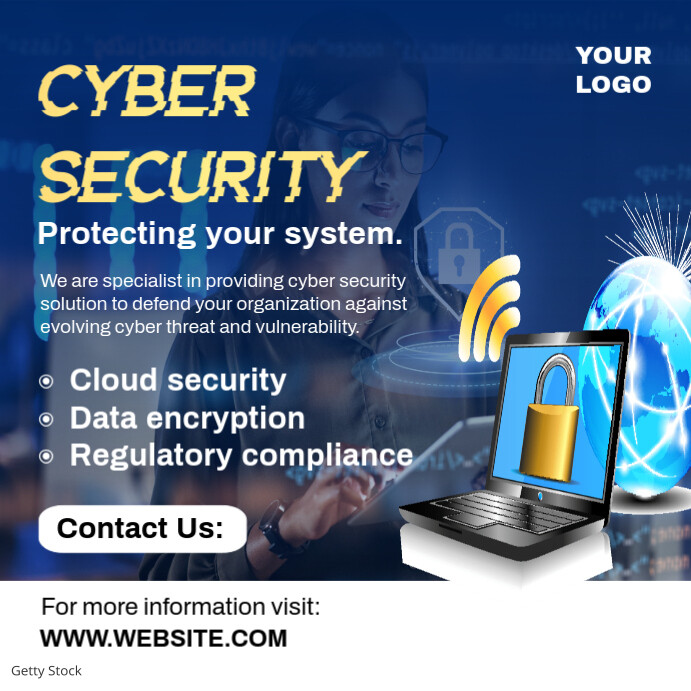 Purple Futuristic Cyber Security Template Design Instagram Post ...