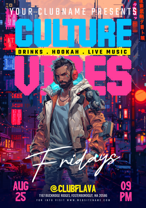 Purple Futuristic Dj A5 Template | PosterMyWall