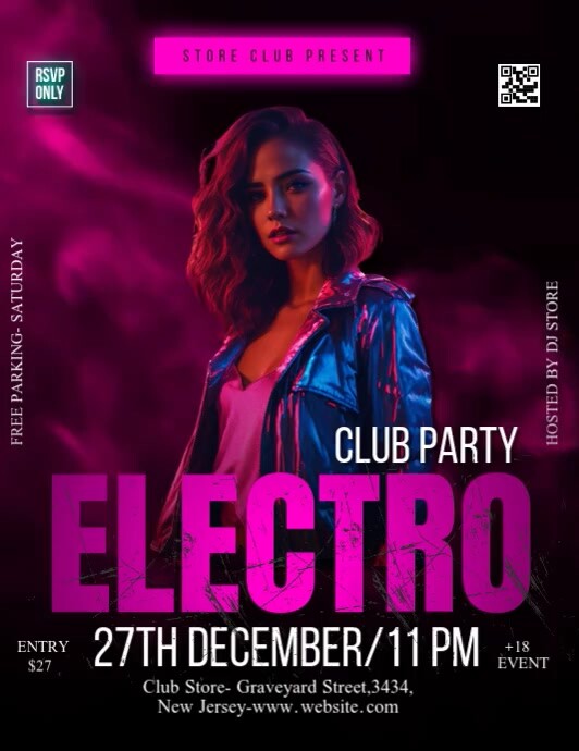 Plantilla de Purple Futuristic Electro Party Flyer (us Le | PosterMyWall