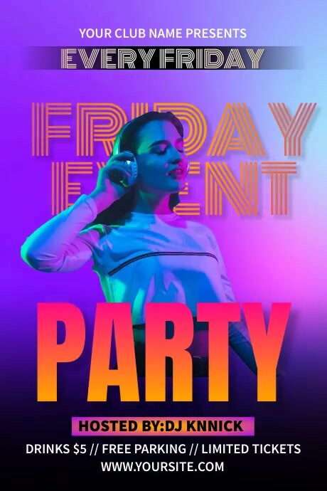 Purple Futuristic Friday Night Poster Template | PosterMyWall