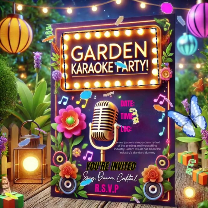 Purple Futuristic Garden Party Invitations Design Template Instagram ...