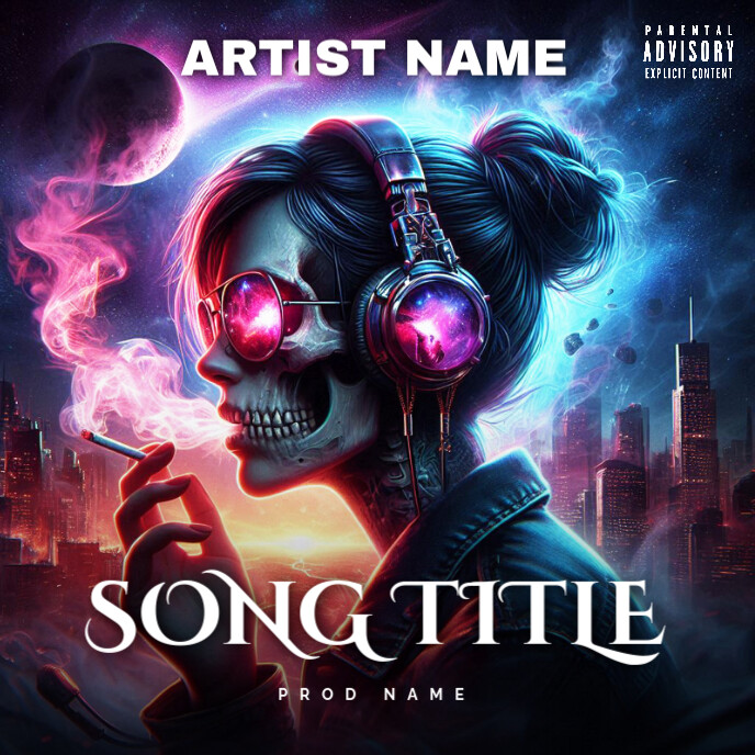 Purple Futuristic Girl Smoke Album Cover Template | PosterMyWall
