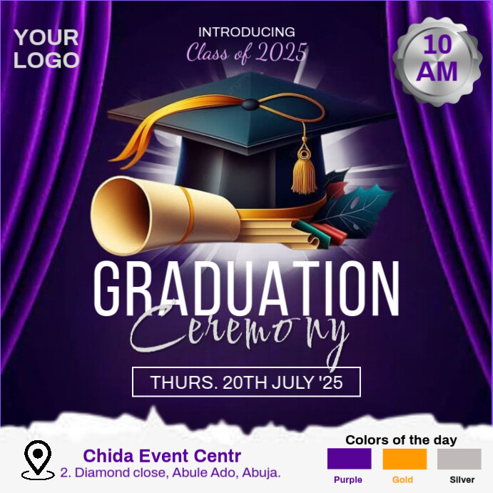 Purple Futuristic Graduation Ceremony Template Instagram Post ...