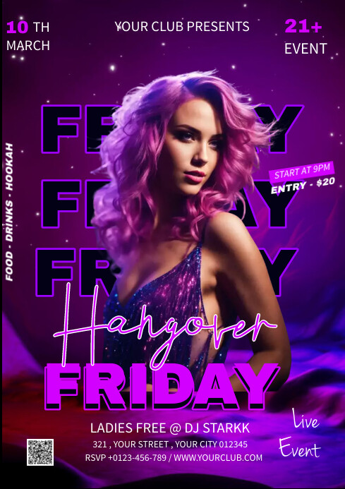 Purple Futuristic Hangover Party A4 Templat | PosterMyWall