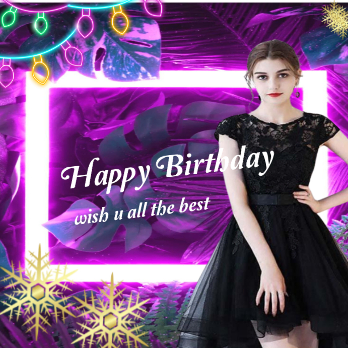 Purple Futuristic Happy Birthday Instagram Post Template | PosterMyWall