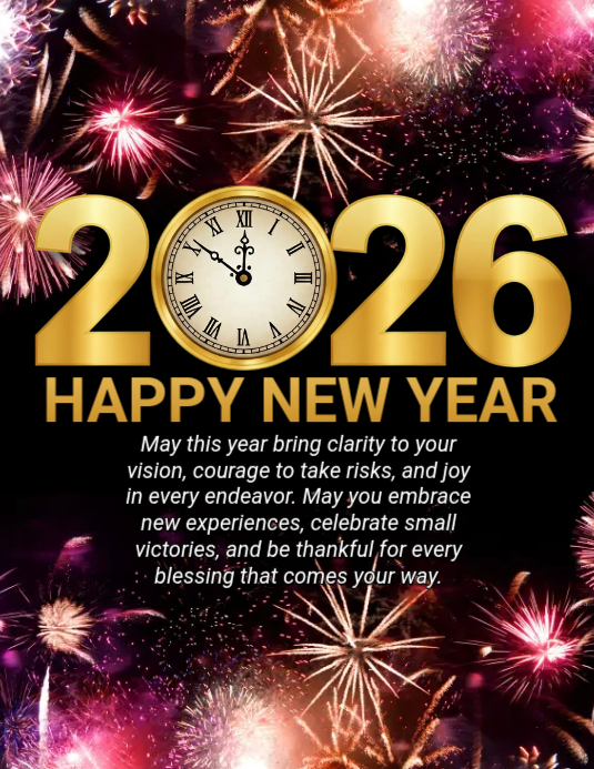 Purple Futuristic Happy New Year 2026 Flyer (us Letter) Template ...