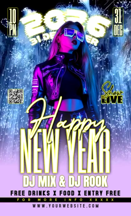Purple Futuristic Happy New Year Party 2026 Us Legal Template ...