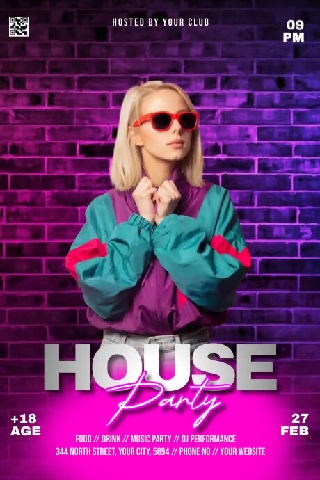 Modèle Purple Futuristic House Party Poster | PosterMyWall