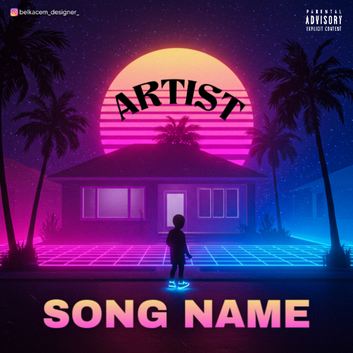 Purple Futuristic Neon Home Album Cover Template | PosterMyWall