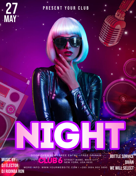 Purple Futuristic Night Party Flyer (us Lett Template | PosterMyWall