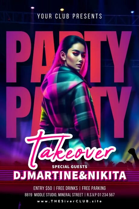 Purple Futuristic Night Party Poster Template | PosterMyWall