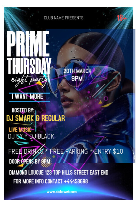 Copy of Purple Futuristic Prime Thursday Night Party Poster | PosterMyWall