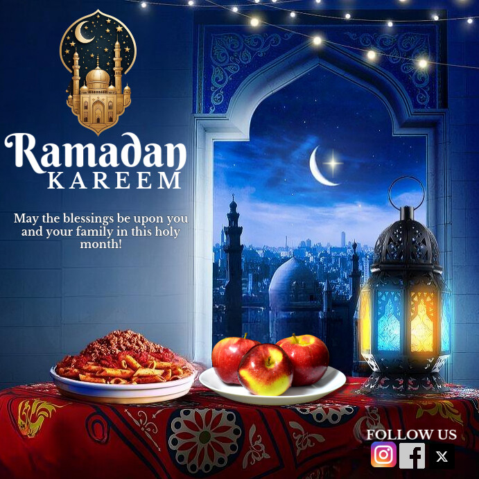 Purple Futuristic Ramadan Kareem Greeting Template Instagram Post ...