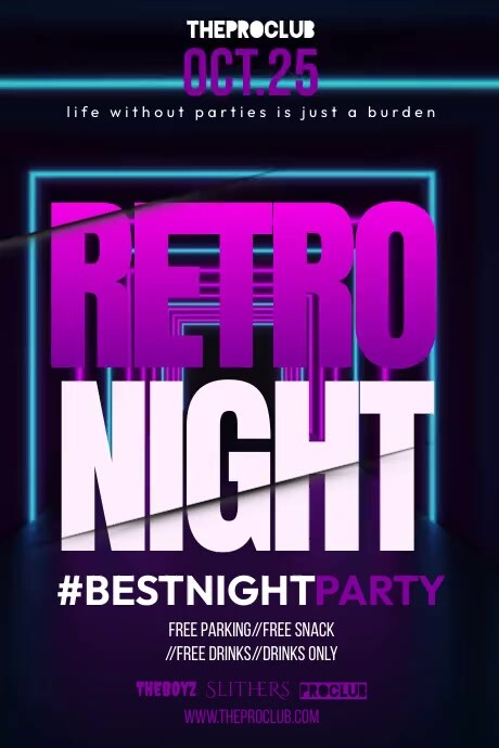 Copy of Purple Futuristic Retro Night Party Poster | PosterMyWall