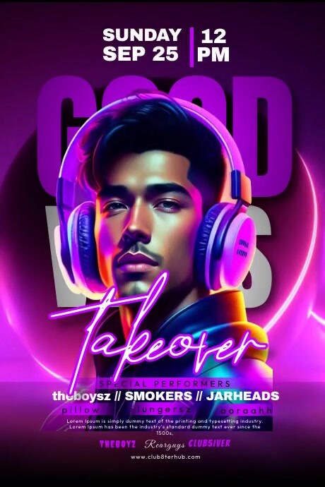 Plantilla de Purple Futuristic Take Over Party Poster | PosterMyWall
