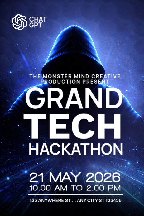 Purple Futuristic Tech Hackathon Poster Template | PosterMyWall
