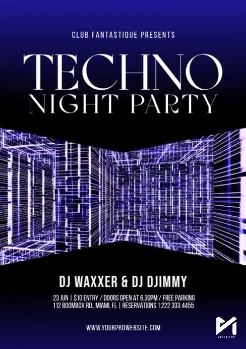 Purple Futuristic Techno Party Video Template | PosterMyWall