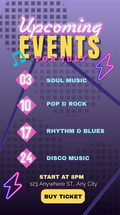 Purple Futuristic Upcoming Events Instagram R Template | PosterMyWall