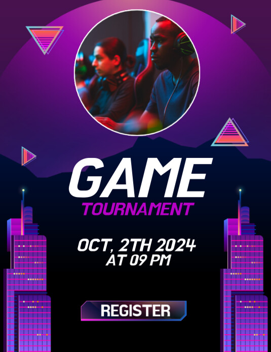 Copy of Purple Futuristik Game Tournament Pamflet (letter As ...