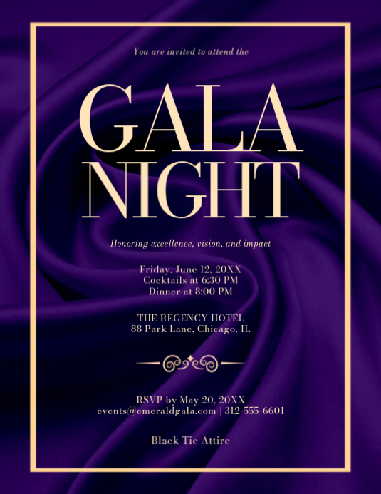 Plantilla de Purple Gala Night Invitation Flyer | PosterMyWall