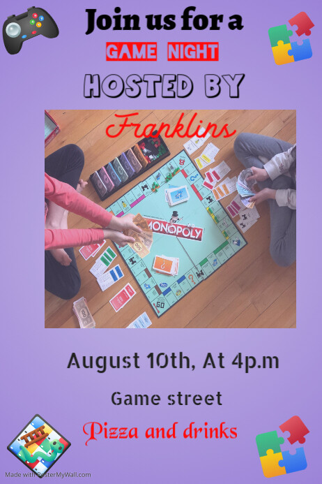 Purple Game Night Poster Template | PosterMyWall