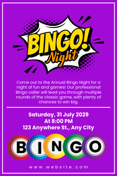 Purple Geometric Bingo Night Event Invitation Poster Template ...