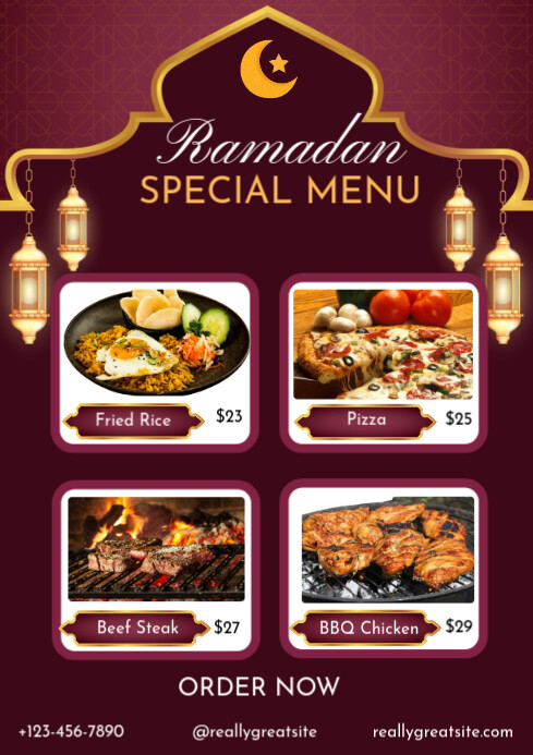 Copy of Purple Geometric Ramadan Special Menu A4 | PosterMyWall