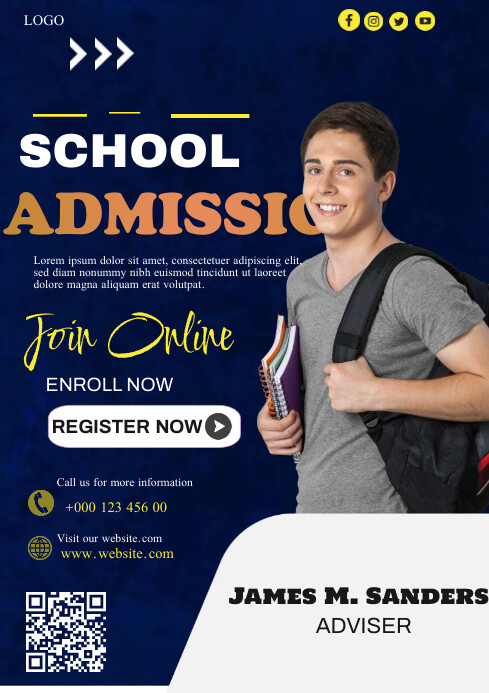 Plantilla de Purple Geometric School Admission A4 | PosterMyWall
