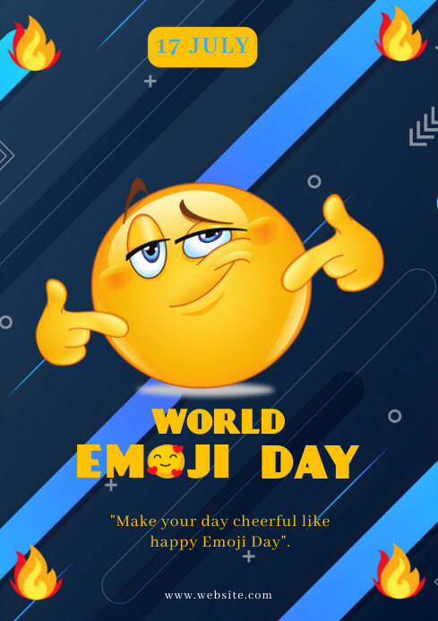 Purple Geometric World Emoji Day A4 Templat | PosterMyWall