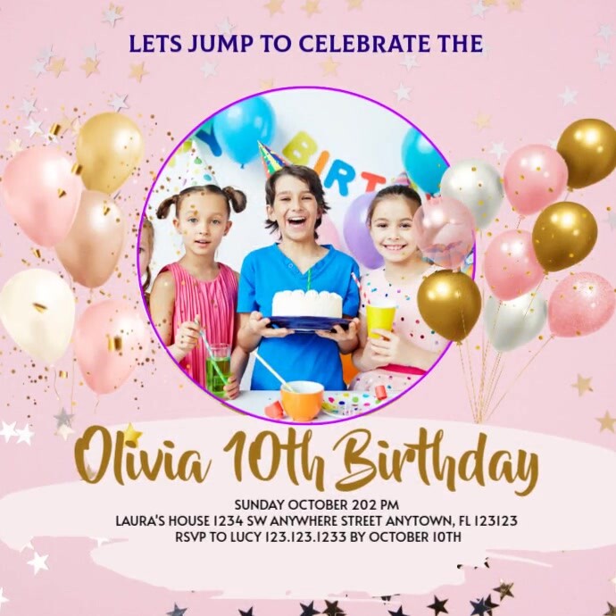 Purple girls 10th birthday invitation Template | PosterMyWall
