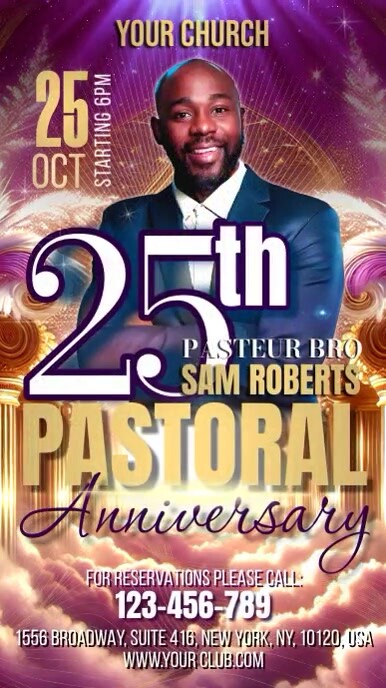 Purple Gold Church Pastoral Digital Display ( Template | PosterMyWall