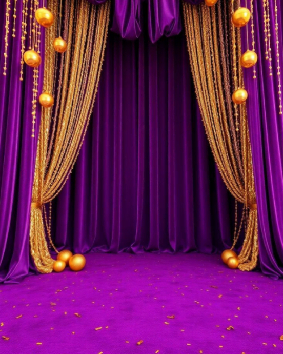 Purple Golden Drapery Backdrop Instagram Portrait Template | PosterMyWall